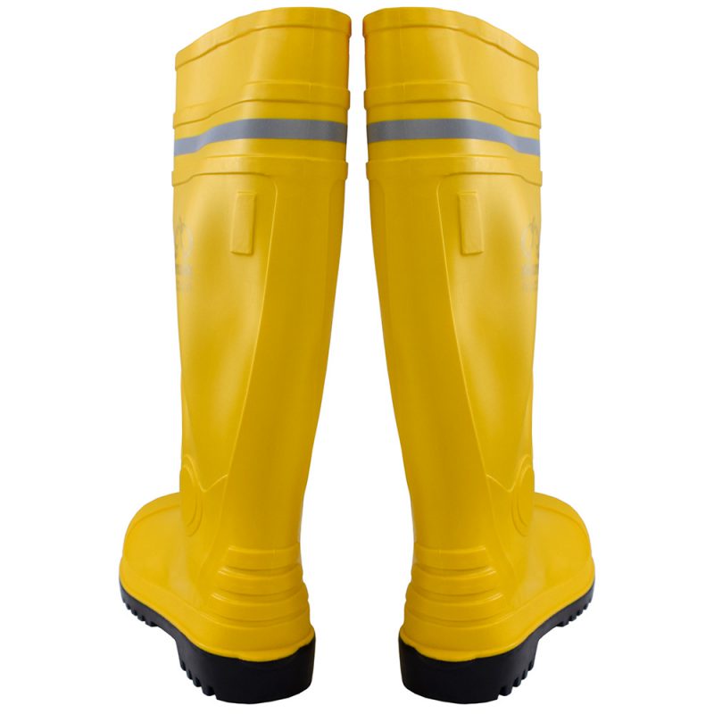 YELLOW SAFETY BOOT 38 cm รองเท้าบูทยาง หัวเหล็ก พื้นเหล็ก บนเหลืองพื้น ...